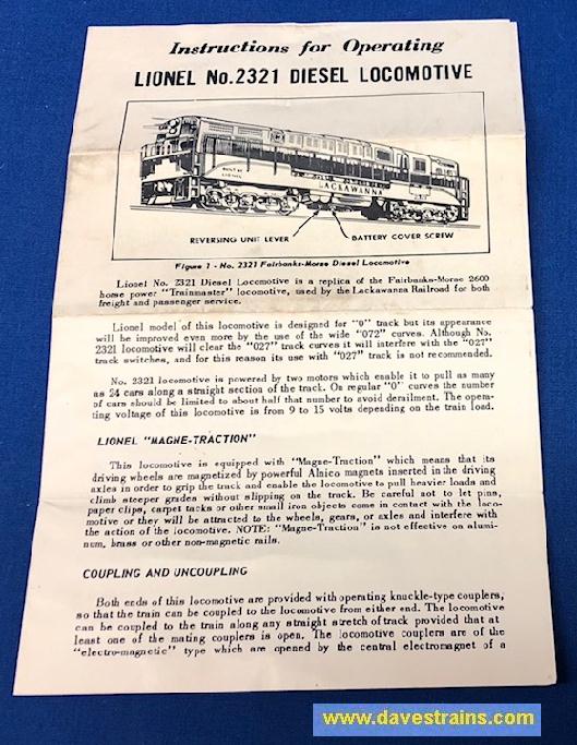 Dave's Trains, Inc.: Postwar Lionel Diesels & Electrics